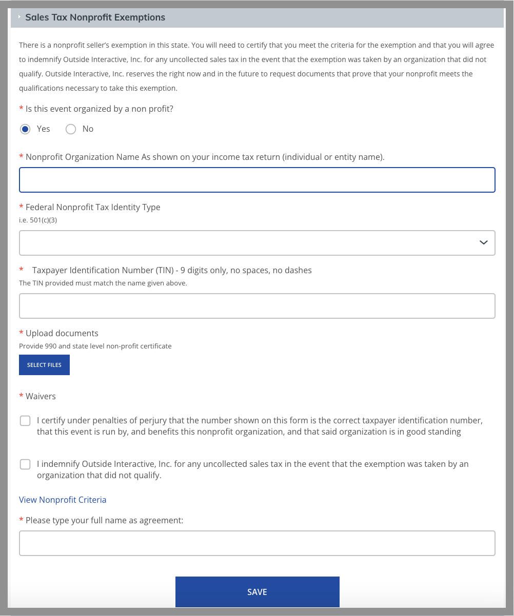 Non-profit Sales Tax Exemption – athleteReg